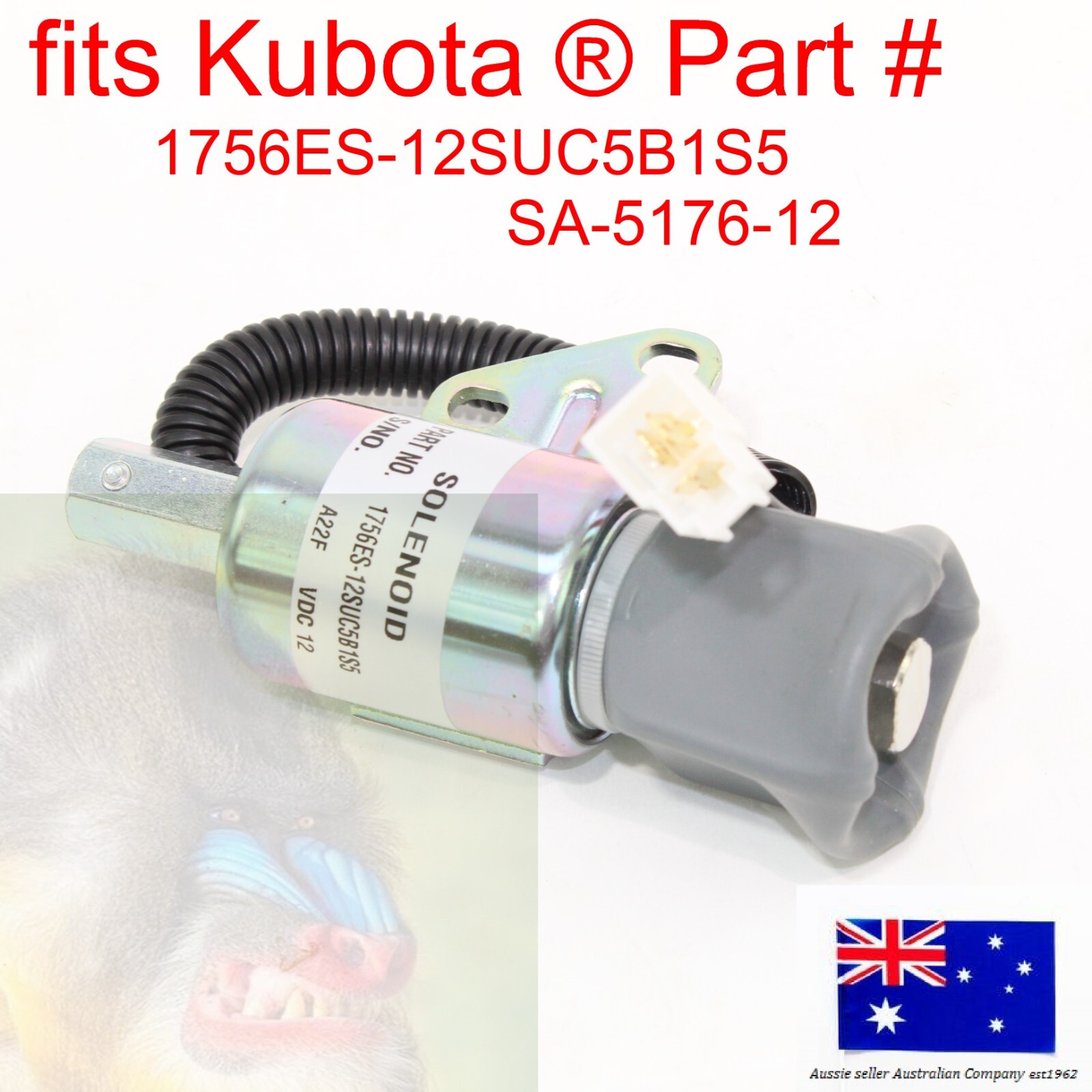 fits Kubota Fuel Shut Off Solenoid Flame Out Stop 1756ES-12SUC5B1S5 SA ...