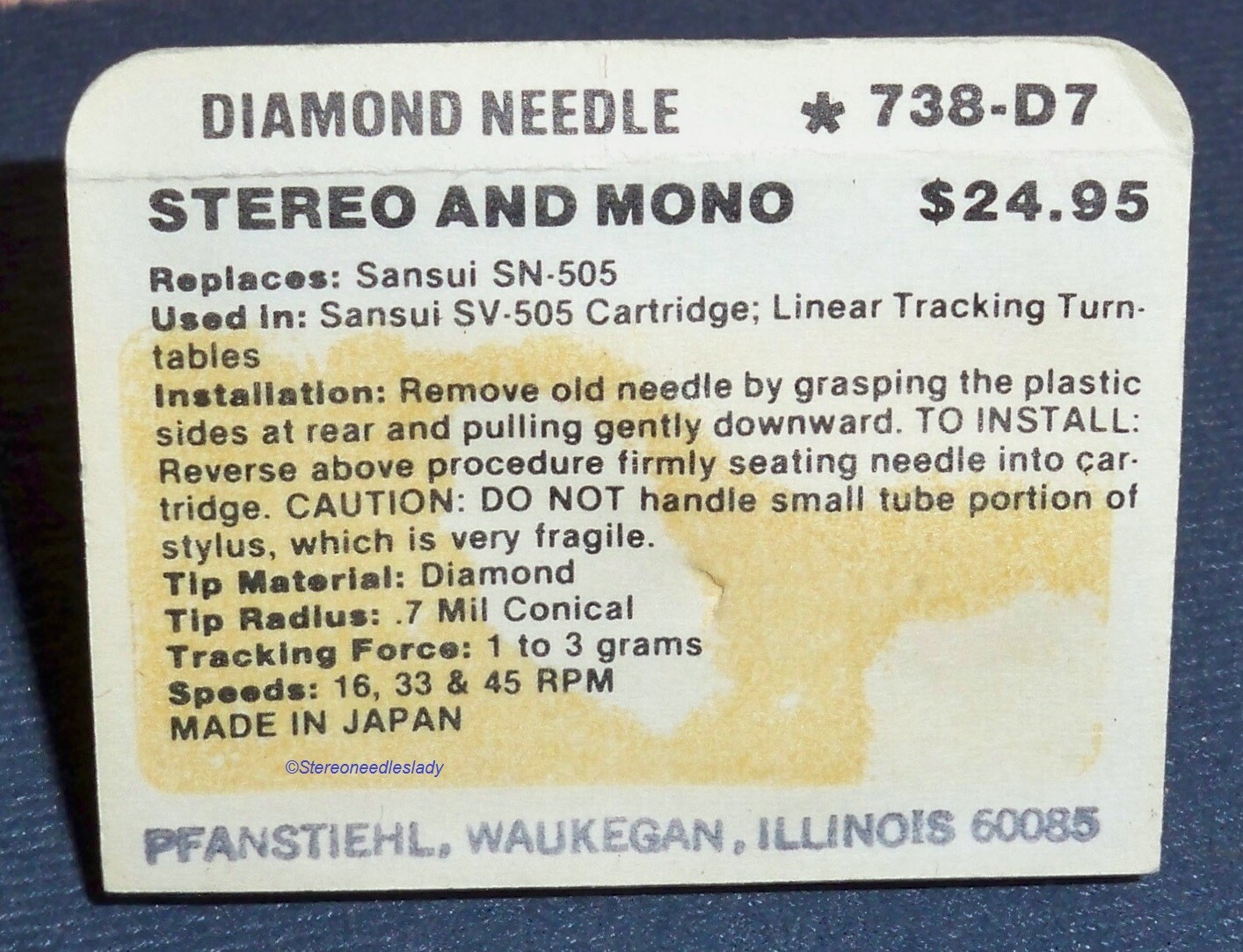 TURNTABLE STYLUS NEEDLE for Sansui SN-505 SV-505 M70 Linear Tracking ...