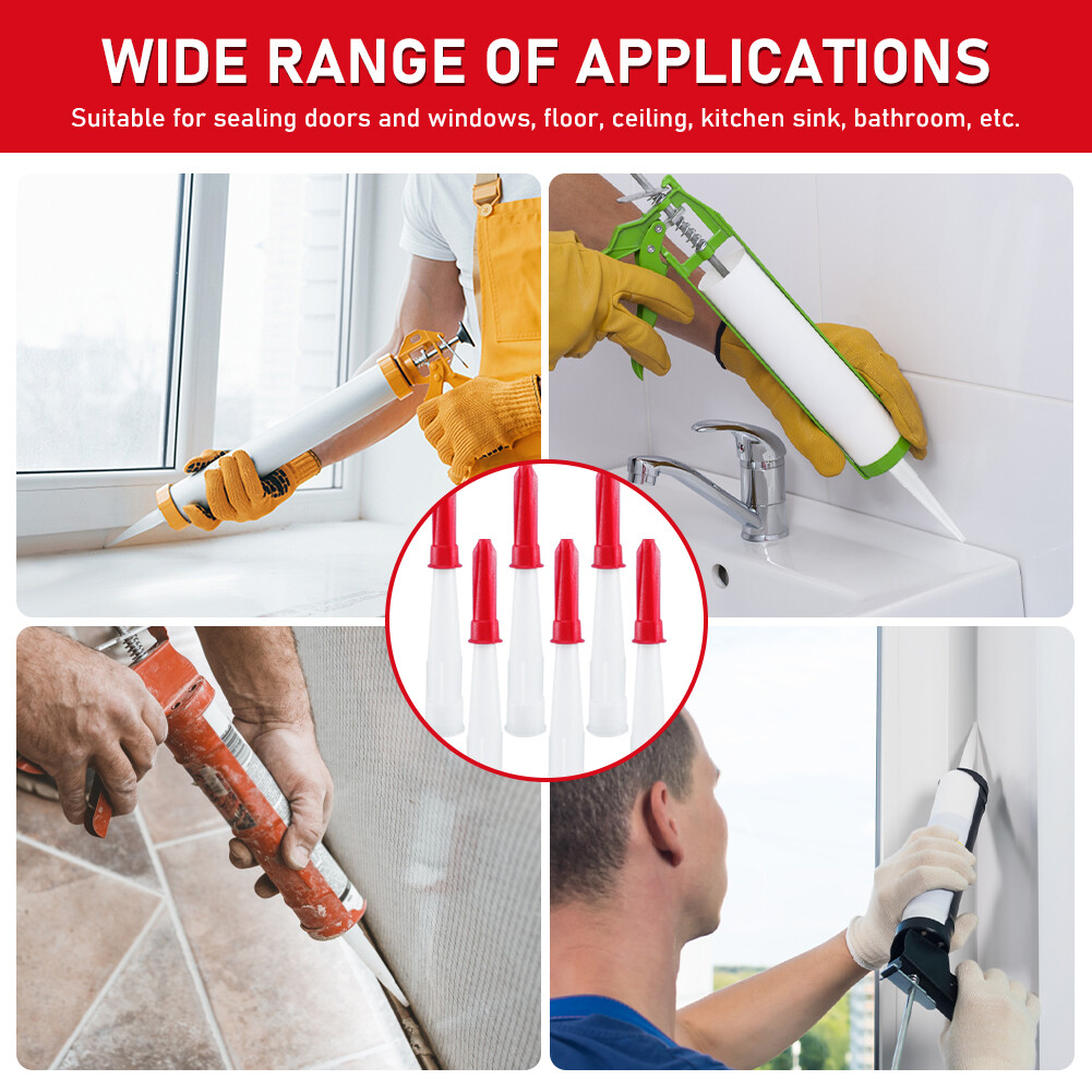 12pcs Caulking Tool Applicator Accessories With Cap Sealant Nozzle Set ...