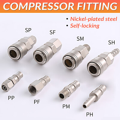Air Line Hose Compressor Fitting Connector Coupler Set Quick Release ...