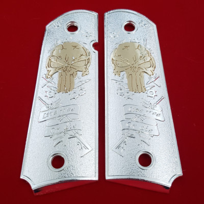 For 1911 Colt Combat Commander .45 Grips Punisher Nickel 1911 Full size ...