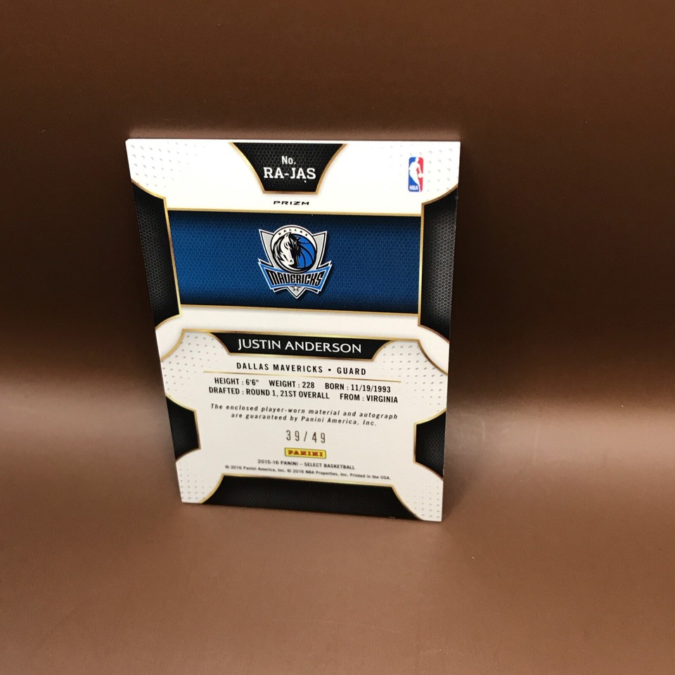 JUSTIN ANDERSON 2015-16 SELECT RPA ROOKIE PATCH COPPER RC AUTO /49 | eBay