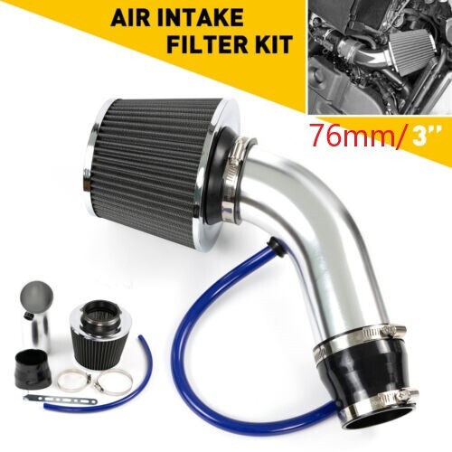 76mm 3" Universal Car Cold Air Intake Filter +Alumimum Induction Kit ...
