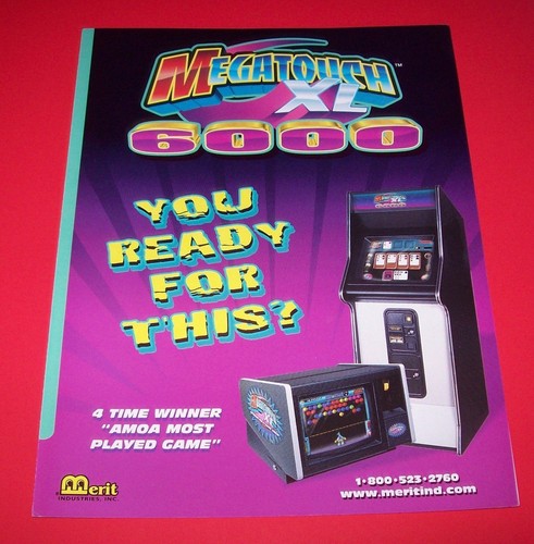 Merit MEGATOUCH XL 6000 Original NOS Video Arcade Game Promo Sales ...