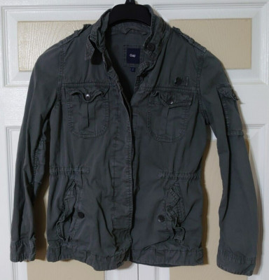 Gap Military Style Jacket Womens Small Green Button Front Cotton Cargo ...