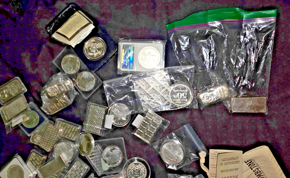 10 troy oz. Random Silver Lot .999 certified Silver Bars Rounds Eagles ...