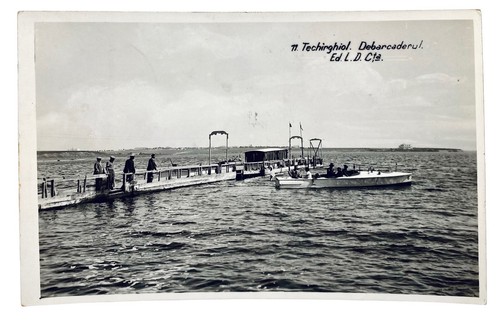 Rare Romania 1937 photo Techirghiol Debarcader Constanta postcard Black ...