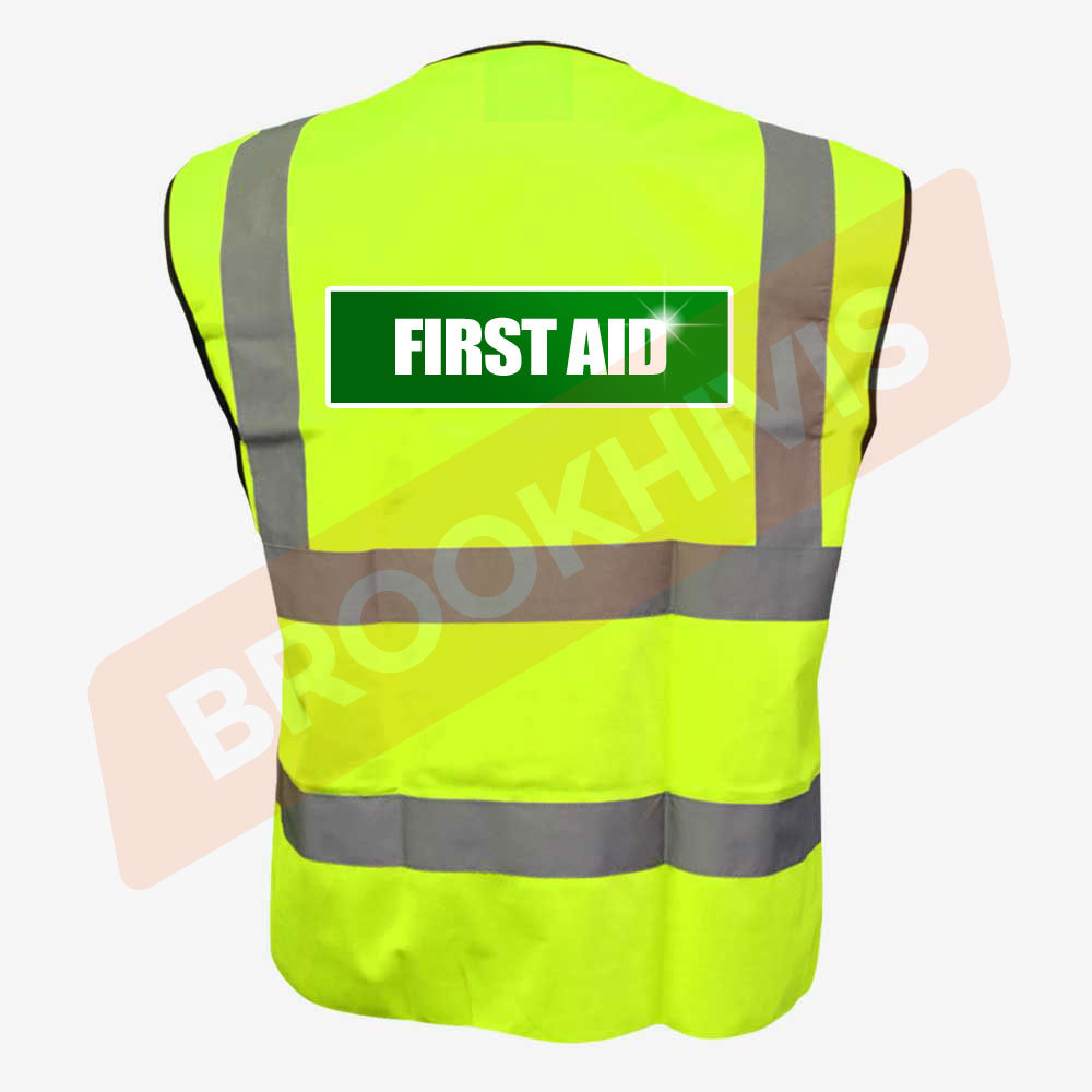 FIRST AID HI VIZ VIS WAISTCOAT VEST TABARD JACKET MEDICAL AMBULANCE ...