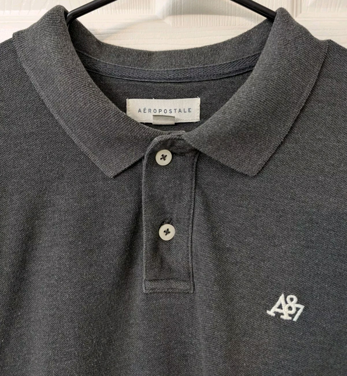 Aeropostale Mens A87 Polo Shirt XL Gray Short Sleeve Preppy Collared ...