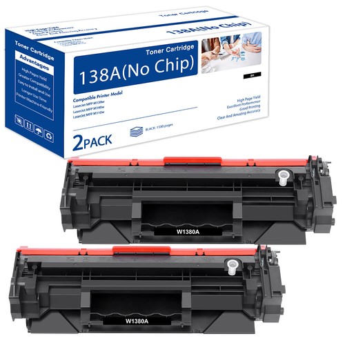 NO CHIP 2 Pack W1380A 138A Toner For HP LaserJet Pro 3001dw 3001fdw MFP ...