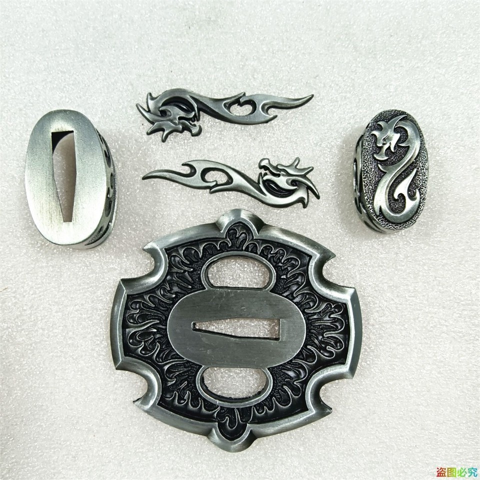 Nice Set Alloy Tsuba Fuchi Menuki Kashira For Japaness Sword Katana DIY ...