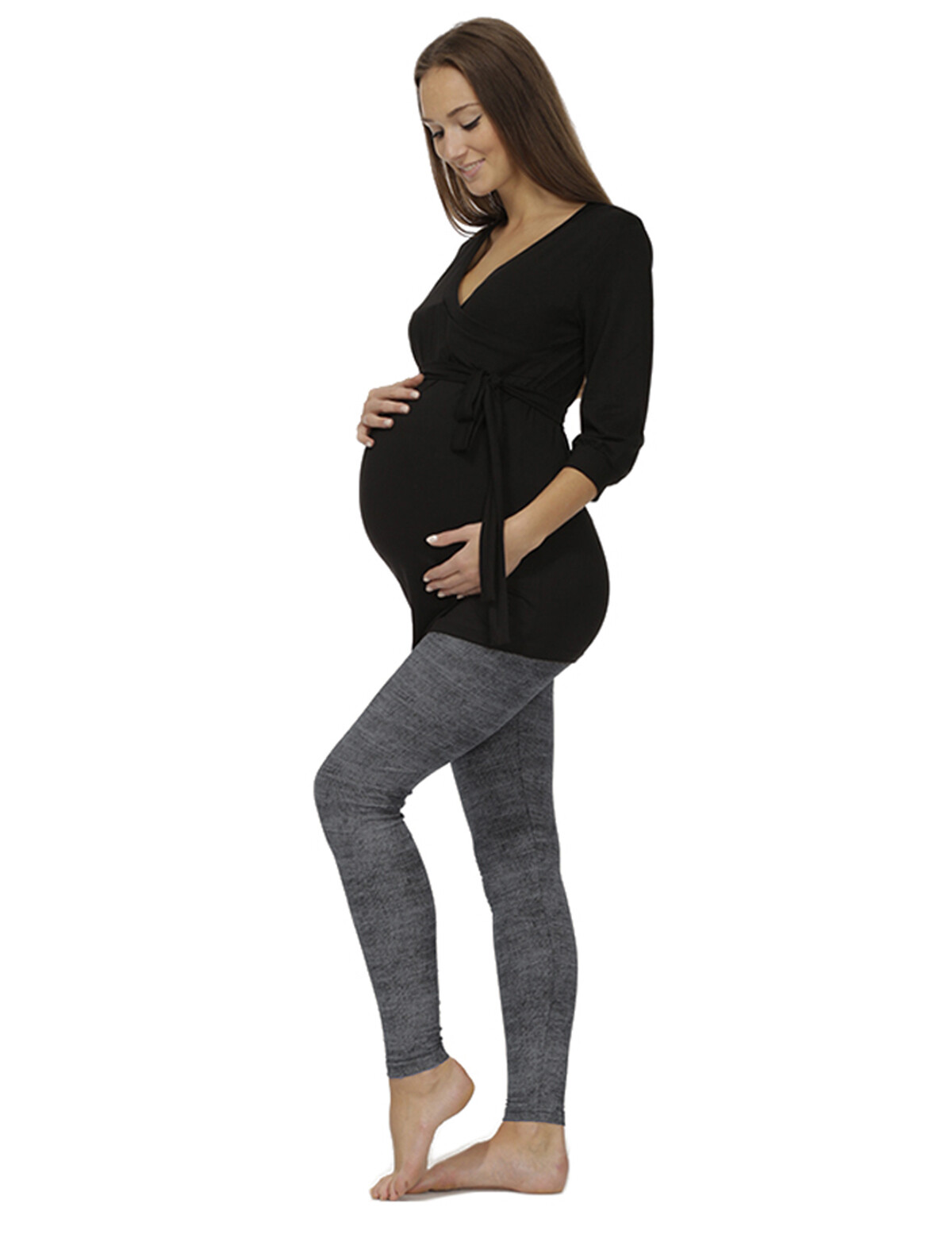 Umstand Hose Muster Leggings Leggins Umstandshose lang gekämmte ...