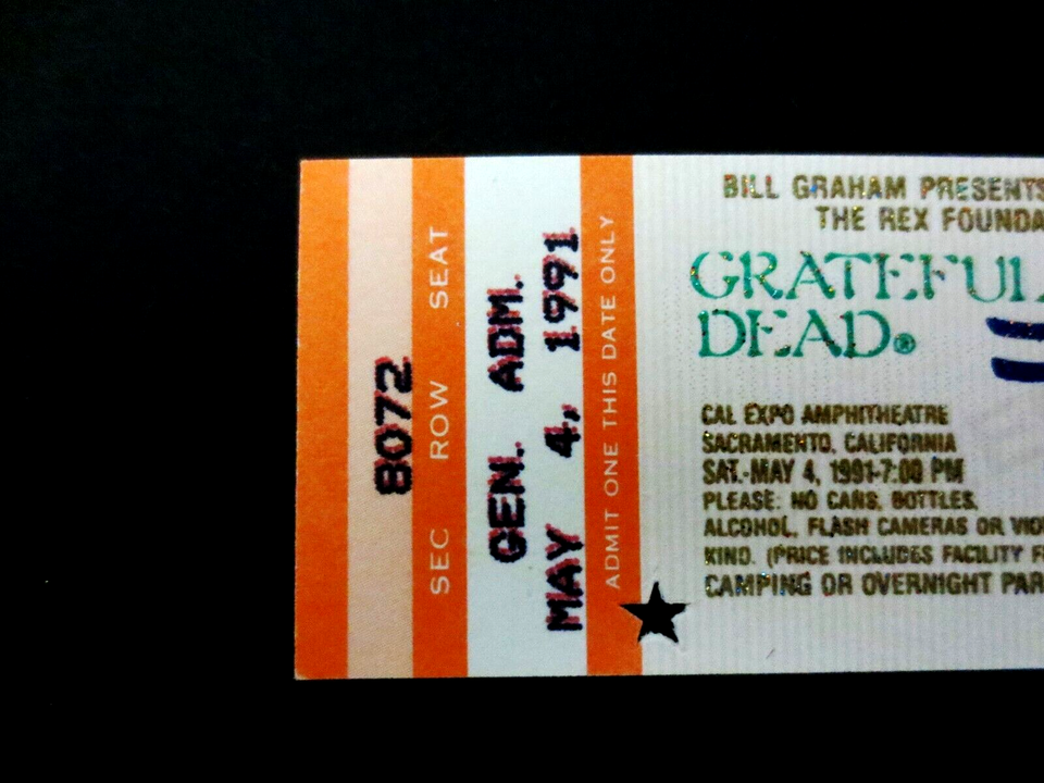 Grateful Dead Ticket Cal Expo California 5/4/91 5/4/1991 Eye Of Horus ...