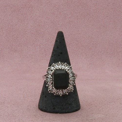 chuck clemency sterling silver black tourmaline & topaz halo ring size ...
