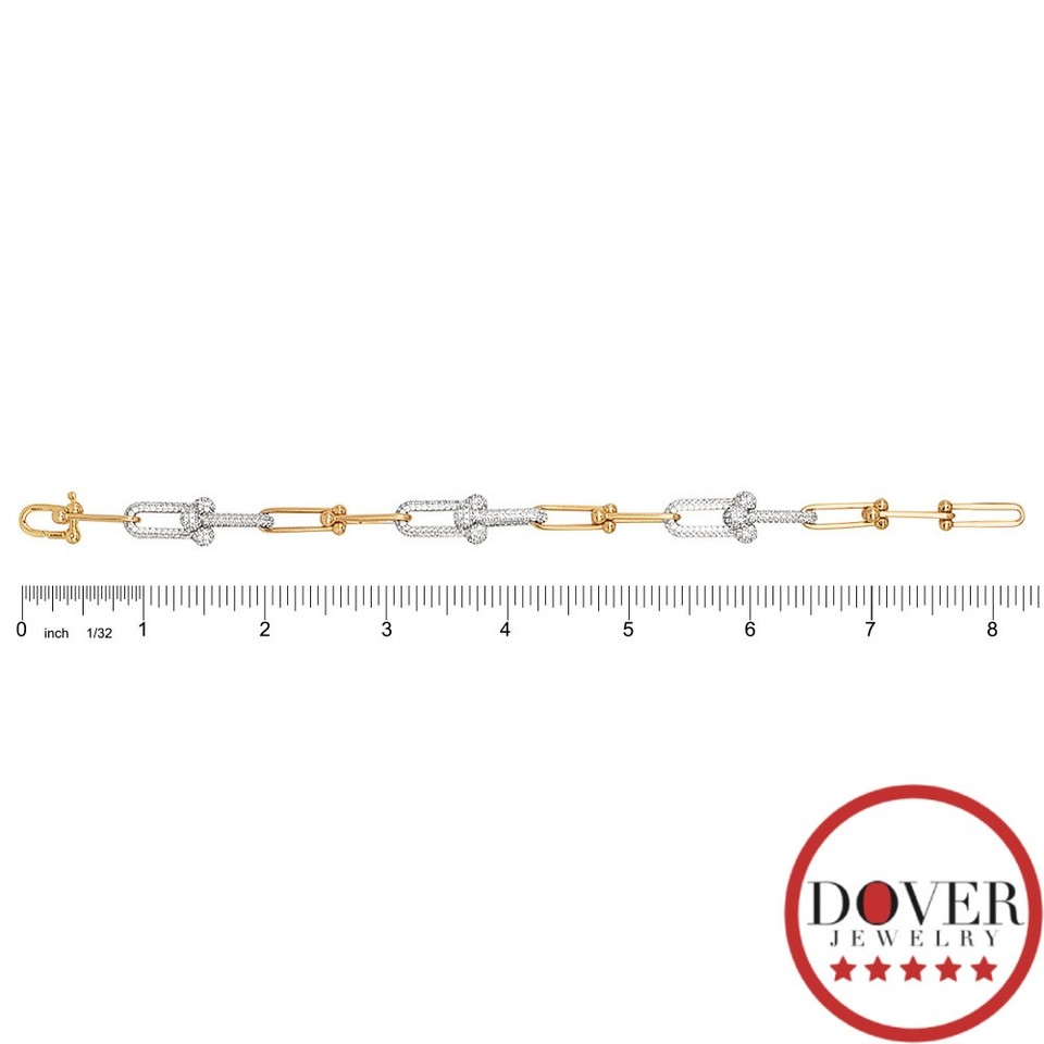 Estate Crystal 18K Two Tone Gold Hardware Link Bracelet 15.9 Grams NR ...