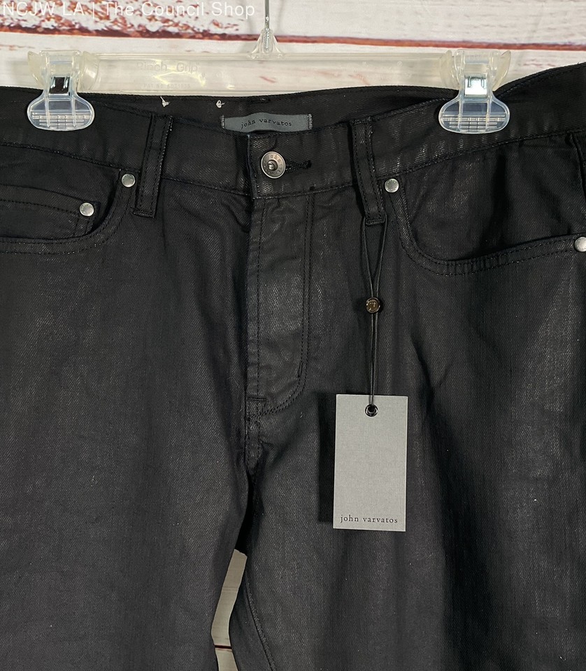 John Varvatos J702 Slim Waxed Coated Jeans Black 32 | eBay