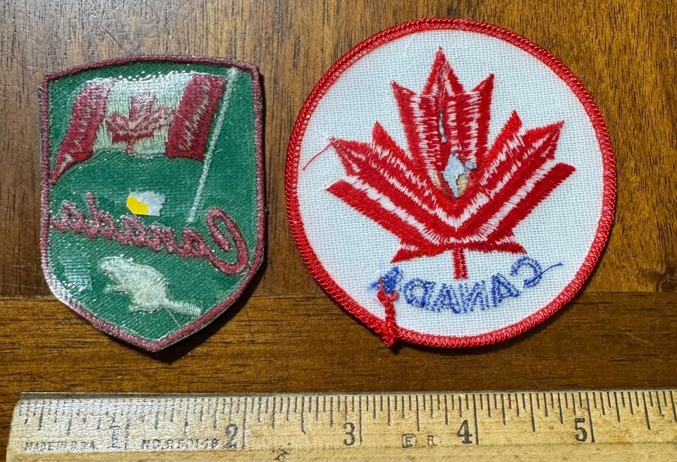 Lot 2 Patches Canada Beaver Maple Leaf Flag Round Shield | eBay
