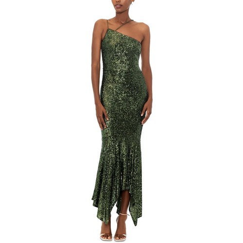 Xscape Womens Green Sequined Asymmetric Formal Evening Dress Gown 8 ...