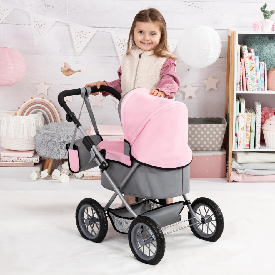 Baby Doll Pram Stroller Toy Grey Pink Pushchair for Kids Role Play,fast ...
