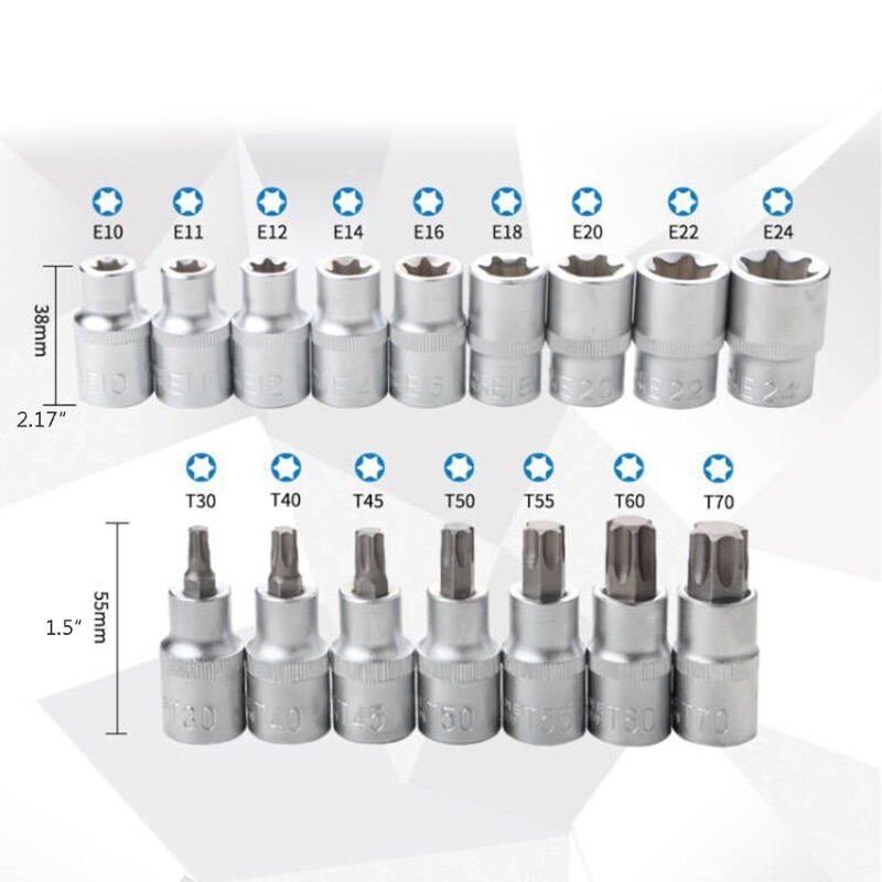 Multiple Sizes Sockets Torx Bit Socket Set with for Case for Steel T30 ...