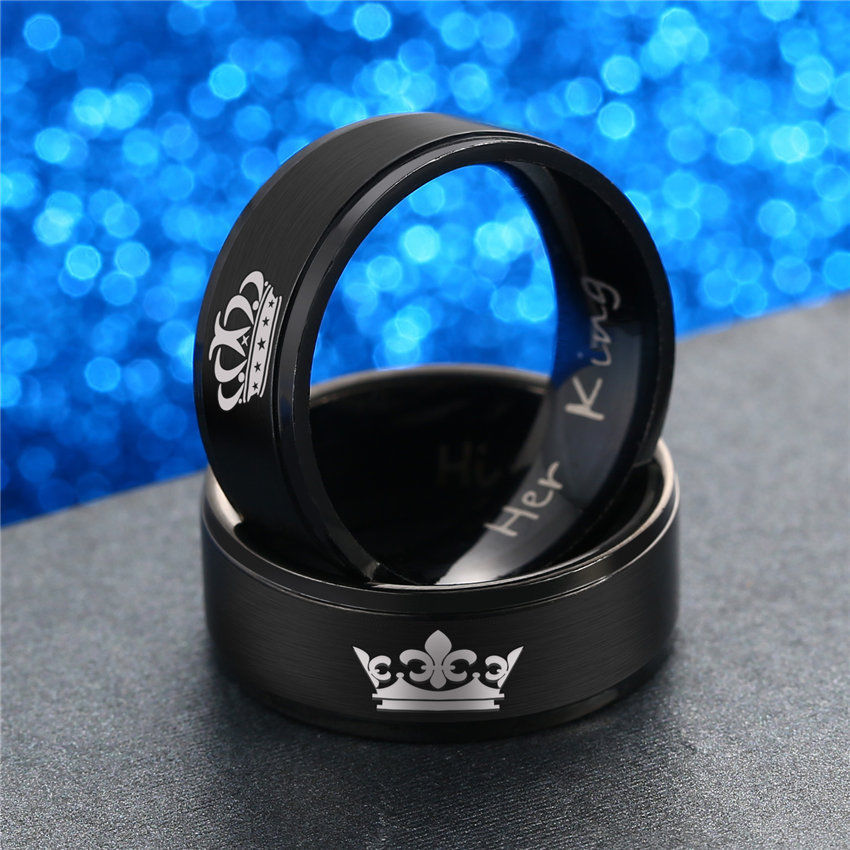 Lovers New Fashion Stainless Steel HIS QUEEN and HER KING Couple ...