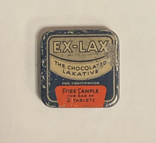 EX LAX “Free Sample” Chocolated Laxative Metal Tin Brooklyn NY Vintage ...