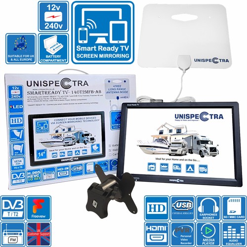 14" Smart Ready TV 12v / 240V Freeview & FM for Motorhomes, Caravan ...