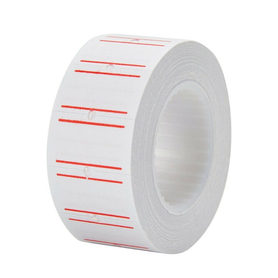 10 Rolls 6000pcs Price Labels Gun Paper Tag Sticker White Red Line For ...