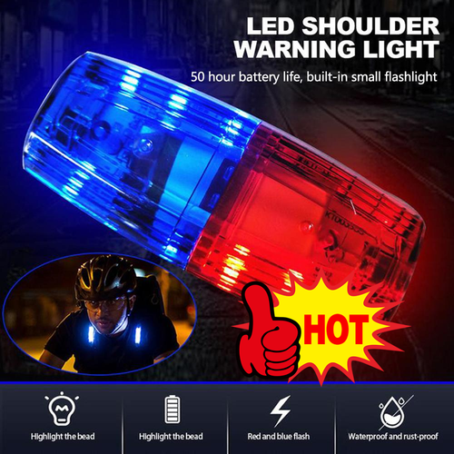 Red Blue LED Shoulder Strobe Light|Clip Flashing Warning Safety ...