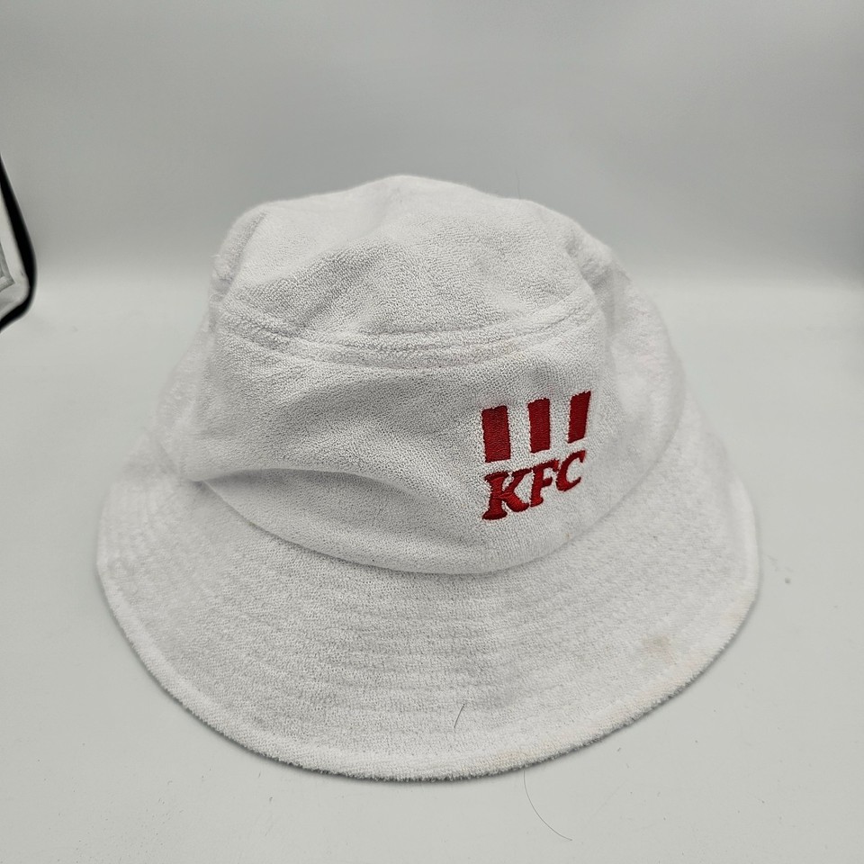 KFC White Fleece Bucket Hat Colonel Sanders Logo Fast Food Merchandise ...