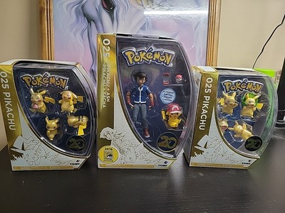 Pokemon Pikachu And Ash Figures. Pokemon 20 Year Anniversary Set! 3 Box ...