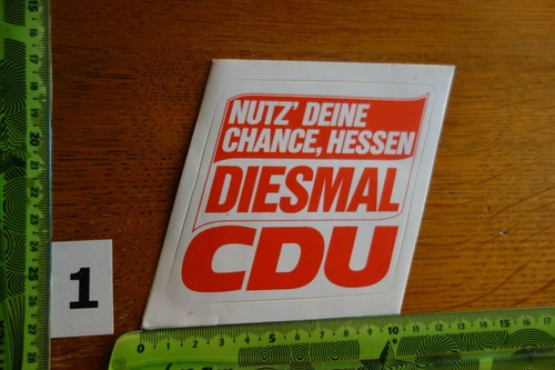 Alter Aufkleber Politik Partei CDU Hessen Nutz' Deine Chance | eBay.de