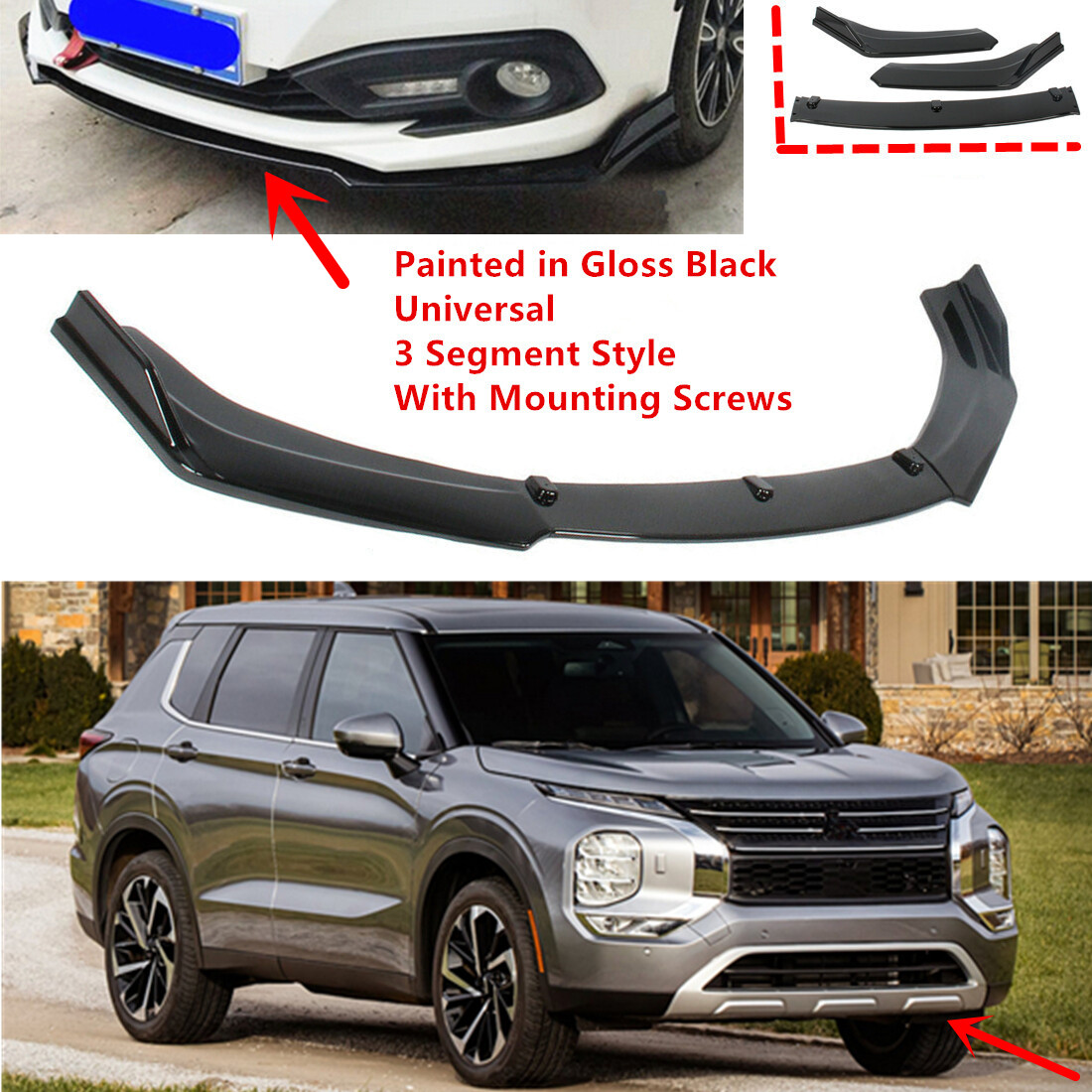 Add-on Universal For Mitsubishi Outlander 2022+ Front Lip Spoiler ...