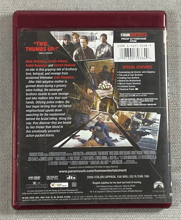 Four Brothers (HD-DVD, 2006) Mark Wahlberg Tyrese Gibson, Andre ...