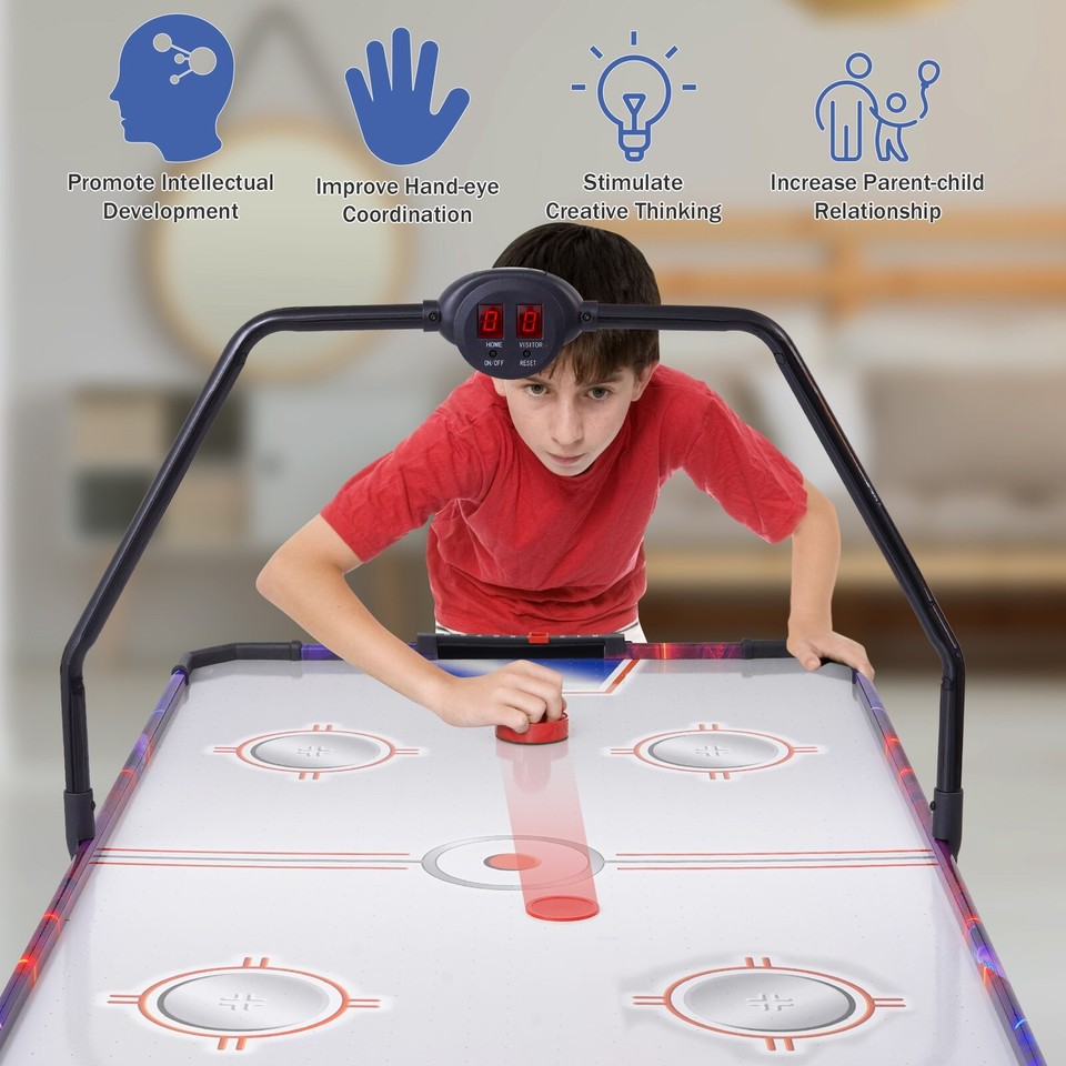54" Air-Powered Hockey Table 12V Sport Hockey Game Overhead Electronic ...