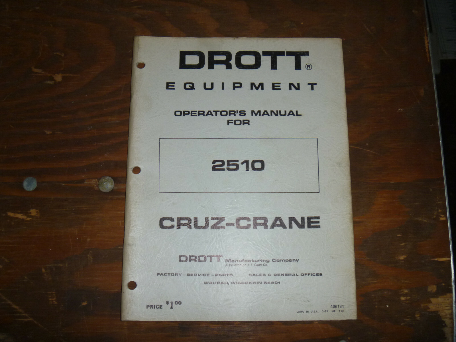 Drott 2510 Cruz Crane Owner Operator Maintenance Manual User Guide | eBay