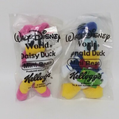 Disney World Kellogg's Cereal Mini Bean Donald Duck & Daisy Duck 2001 ...