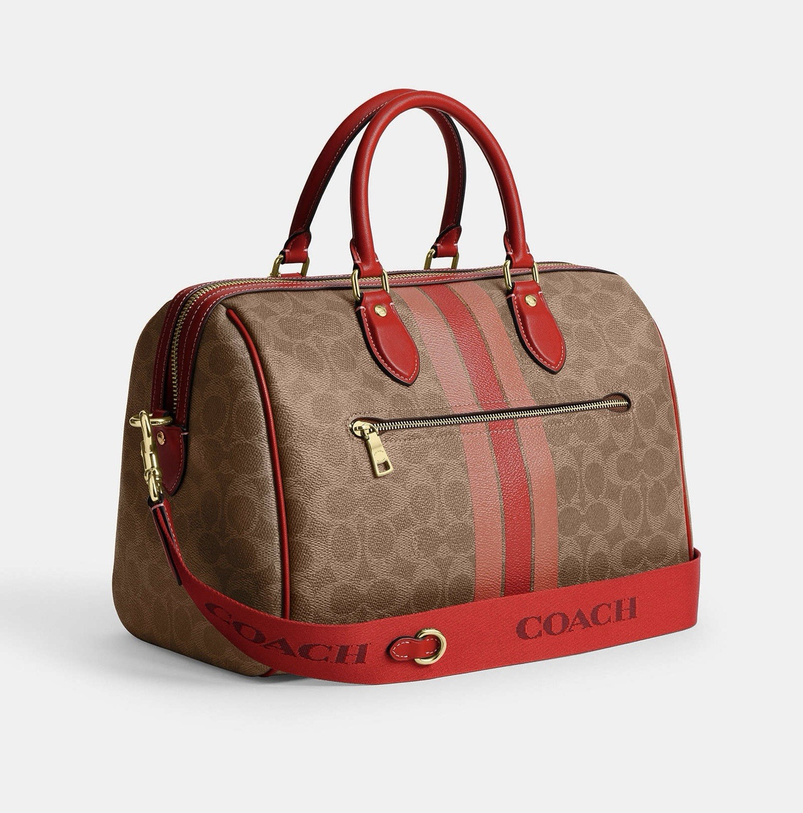 NWT Coach Rowan Large Satchel Bag in Signature Canvas With Stripes ...