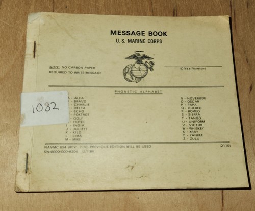 Vietnam USMC Tactical Field Message Book 1970 U S Marine Corps Original ...
