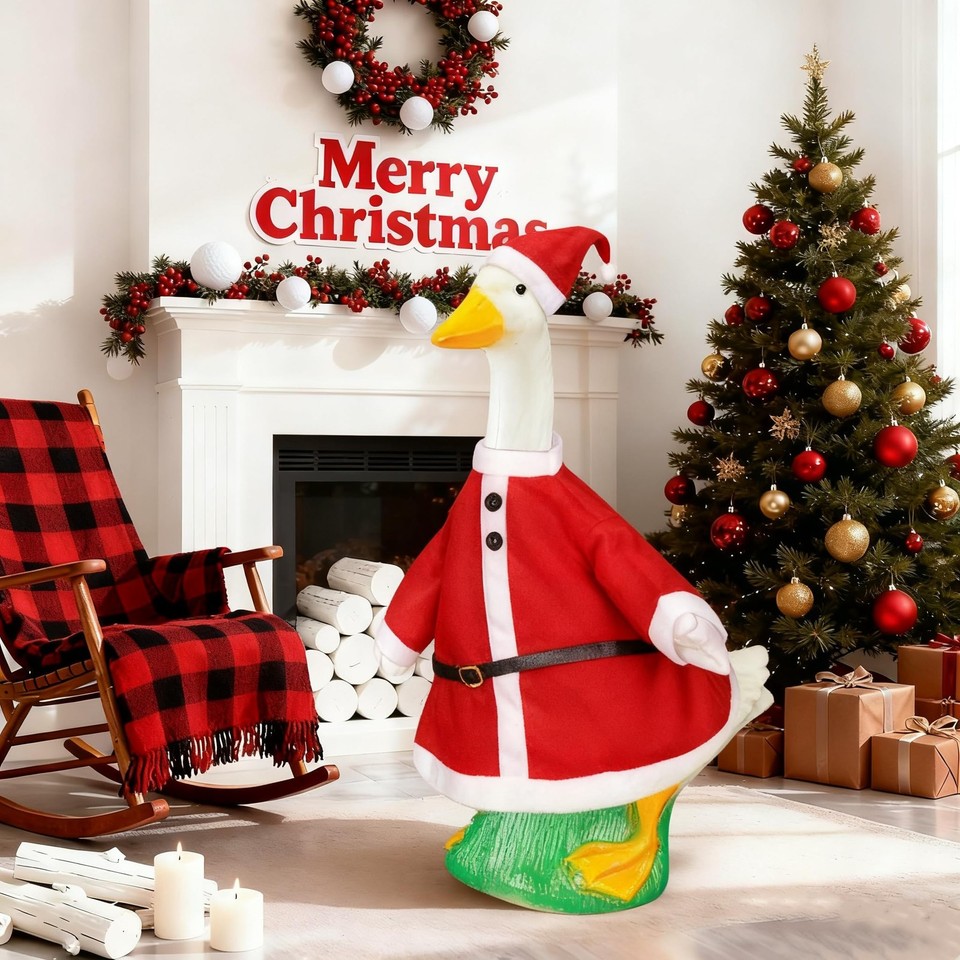 Christmas Porch Goose Outfits Santa Claus Costume for 23 Inch Plastic ...