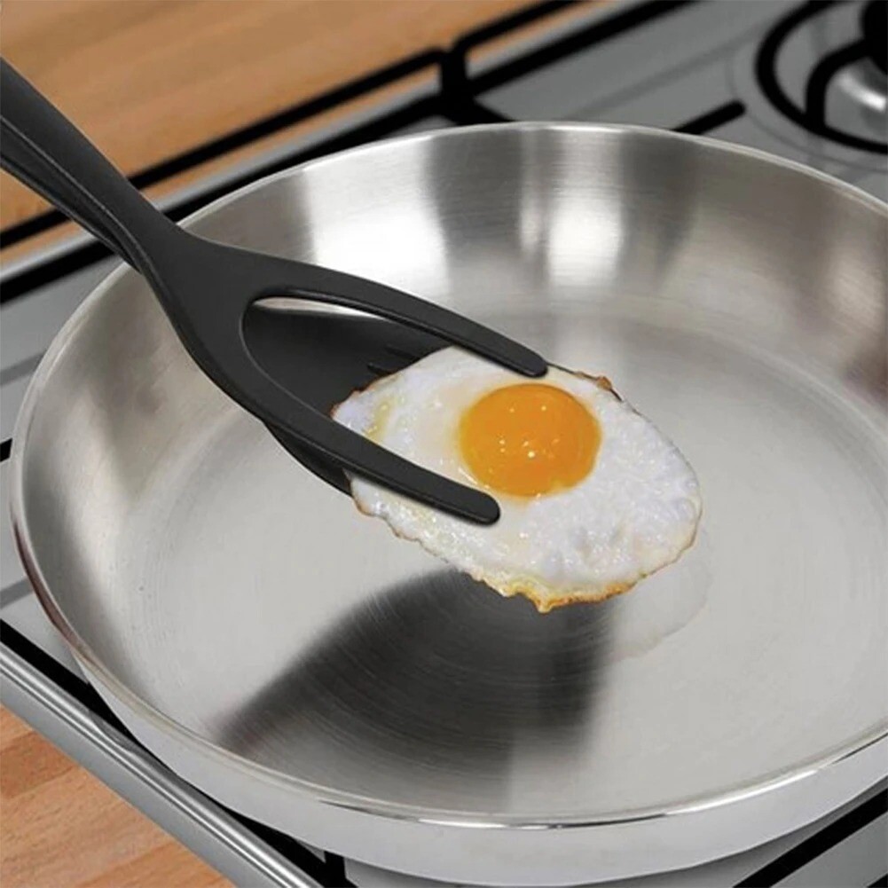 Non Stick Grip Flip Tongs Spatula Bread Toast Fried Egg Pancake in ...