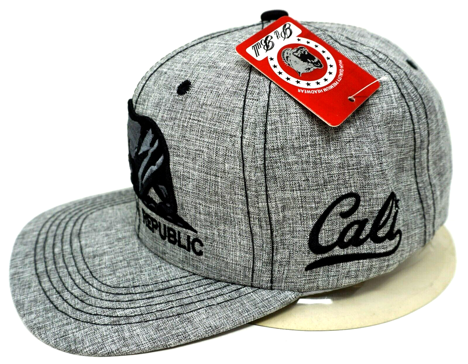 CALIFORNIA REPUBLIC Snapback Cap Hat CA CALI Bear Flag OSFM Gray NWT | eBay