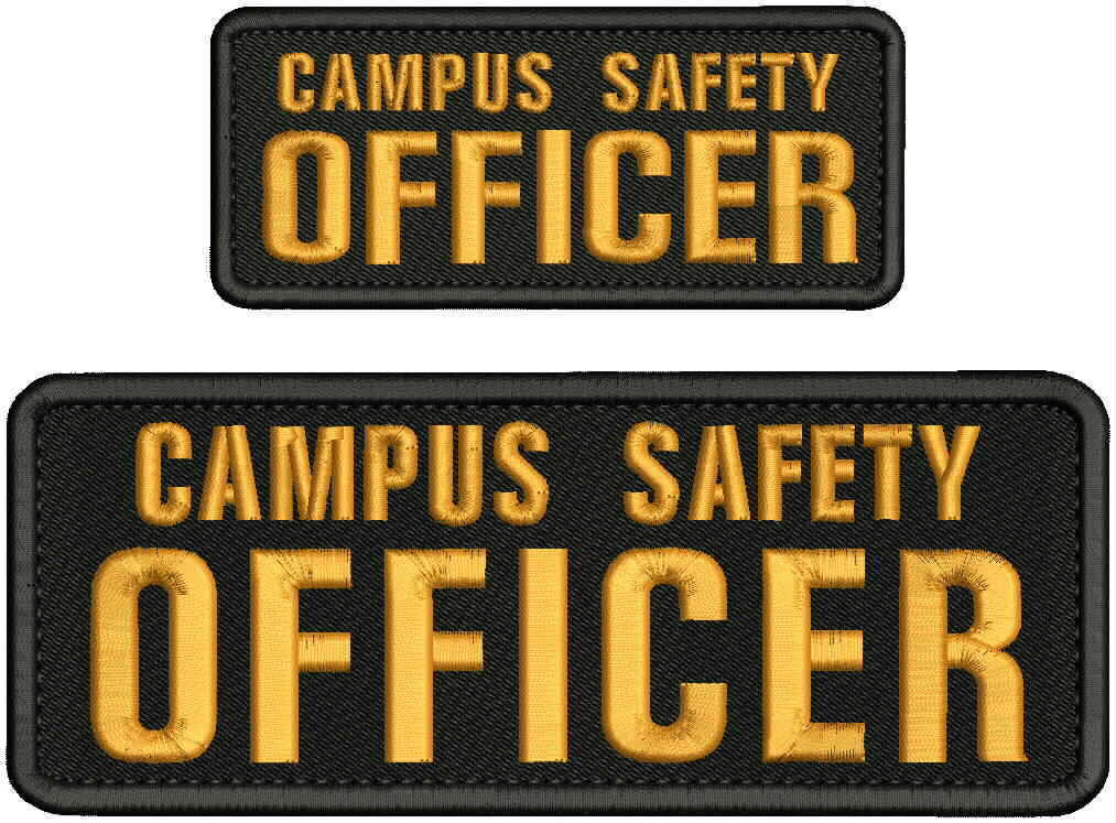 CAMPUS SAFETY OFFICER EMBROIDERY PATCH 3X8 & 2X5 HOOK ON BACK/BLK/GOLD ...