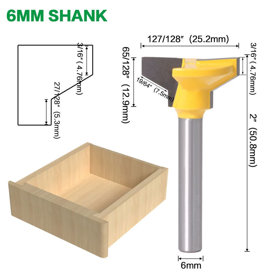 1/4 6mm Shank Drawer Front Joint Lock Router Bit Tongue & Groove Cutter ...