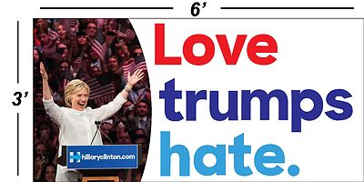 6'X 3' HUGE Hillary Clinton for President Banner Sign 2016 Election ...