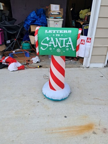 Gemmy Inflatable Candy Cane Mail Box Letters To Santa 42 Inchs ...
