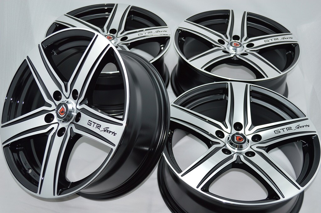 17x7 DDR ZK02 Black/Polished 17" Rims Wheels 5x114.3 40mm Offset | Set ...