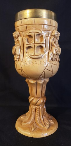 Wood Carved Goblet Chalice The Last Supper Jerusalem | eBay