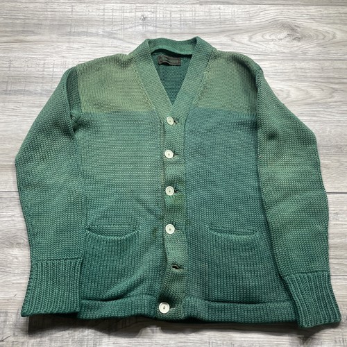 True Vintage 1940s Spalding Green Knit Sweater Button Down Cardigan ...