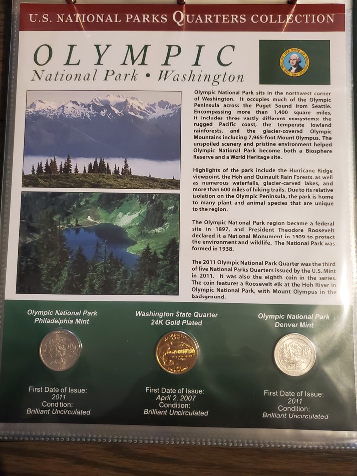 U.S. National Parks Quarters Collection Album: P, D, & Gold Plated and ...